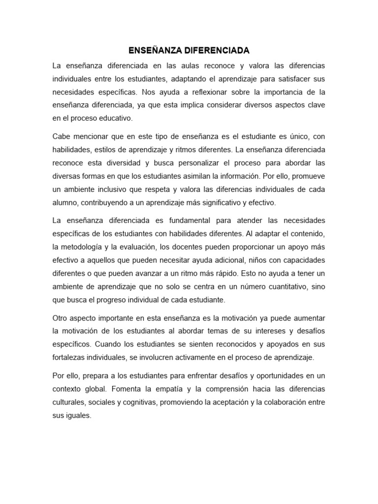 Enseñanza Diferenciada Efectiva | PDF | Enseñando | Aprendizaje