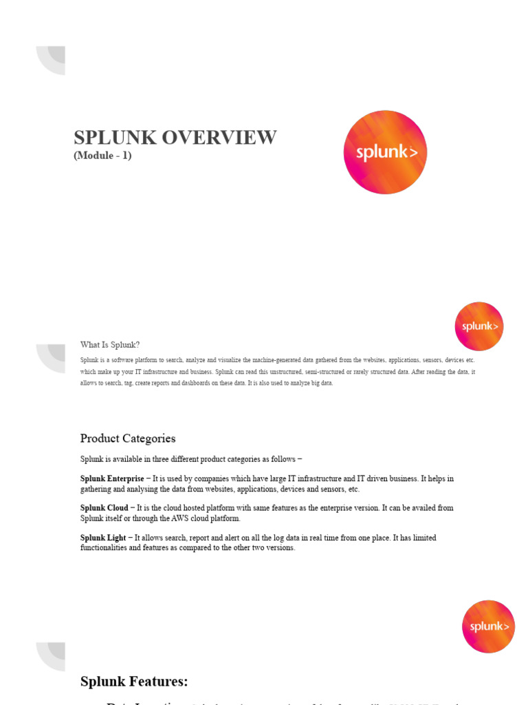 Splunk Overview (Module - 1) | PDF | World Wide Web | Internet & Web