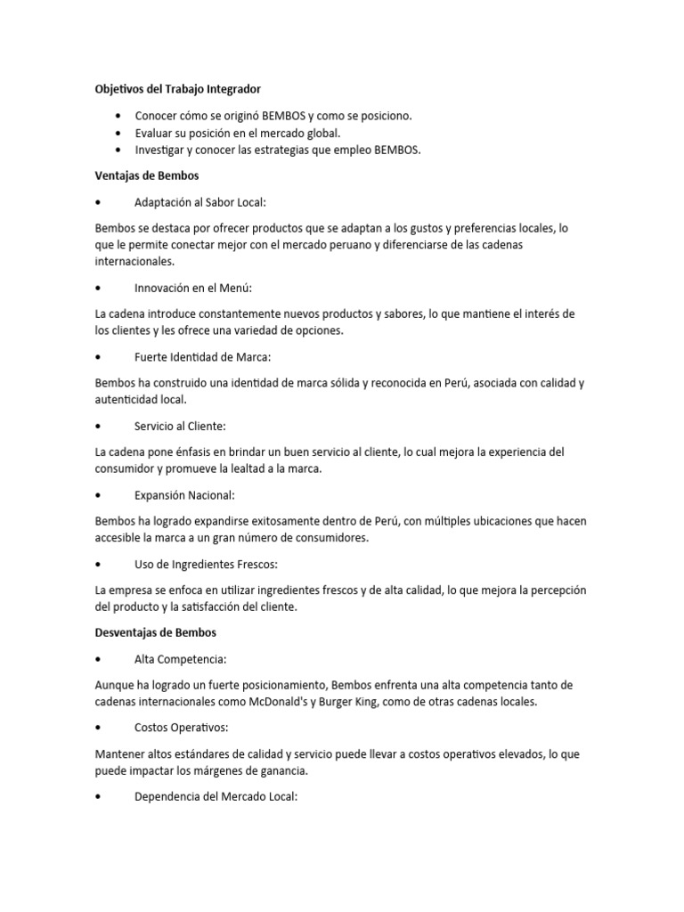 Objetivos Del Trabajo Integrador | PDF | Marca | Calidad (comercial)