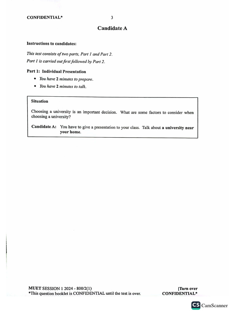 Speaking Booklet 1 Session 1 2024 | PDF