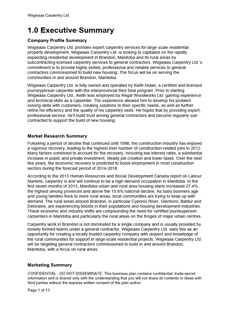 Futurpreneur Skilled Trades Example | PDF | Carpentry | General Contractor