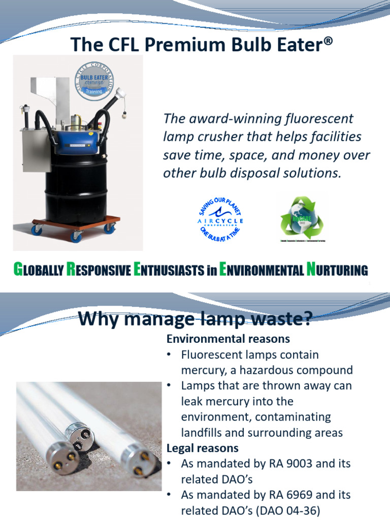 HgCARE - Bulb Eater CFL Powerpoint 2024 | PDF | Waste Management ...
