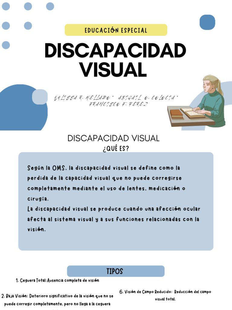 Presentación sobre discapacidad visual | PDF | Ojo humano | Percepción visual