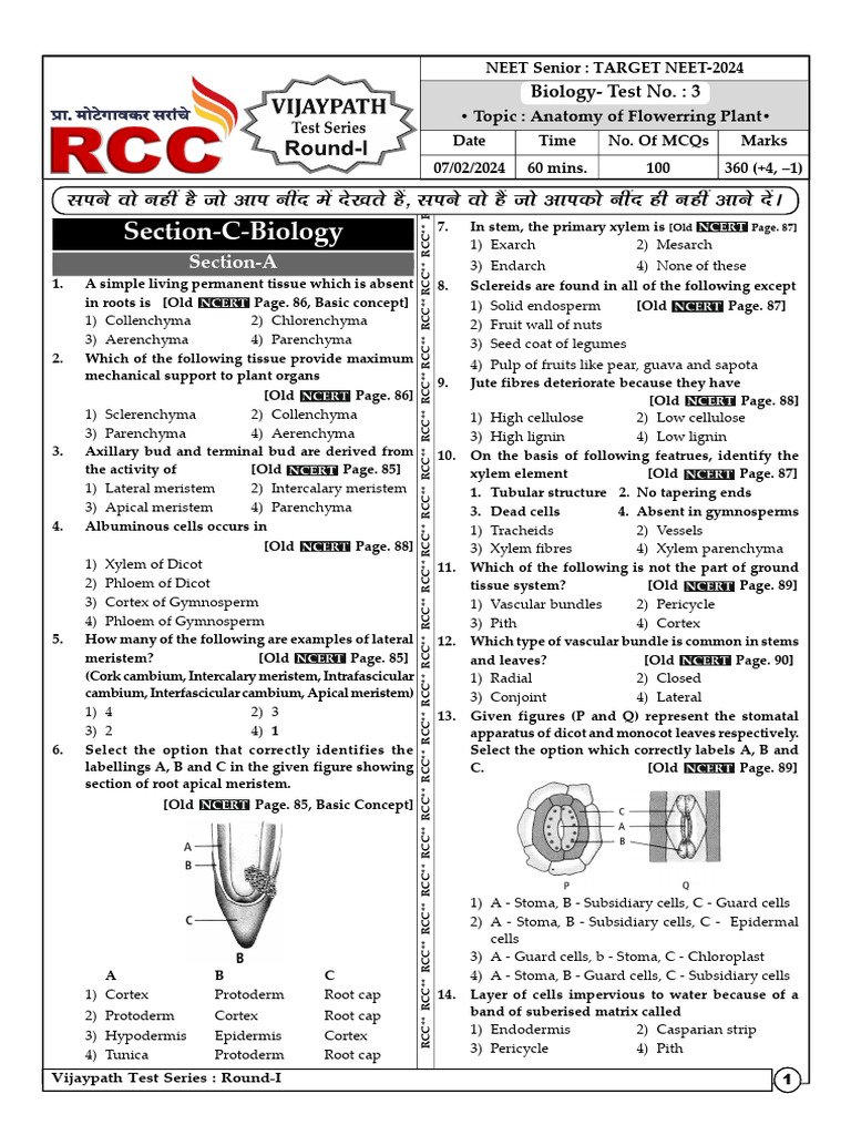 Wa0005 | PDF | Plant Stem | Tissue (Biology)