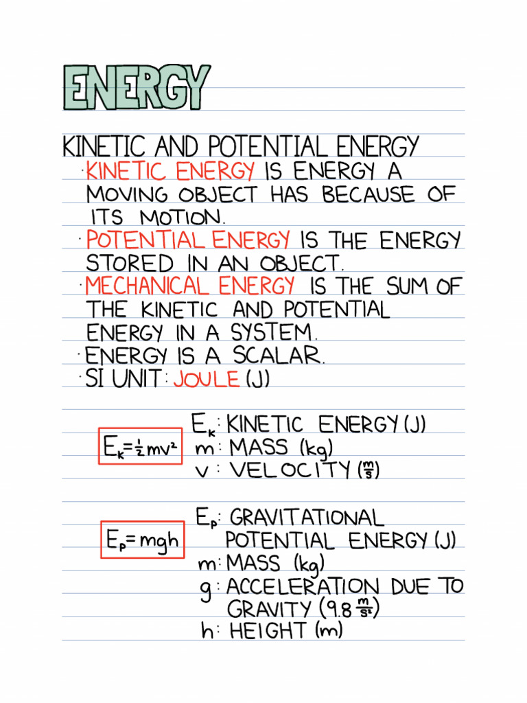 Energy Notes | PDF | Force | Potential Energy