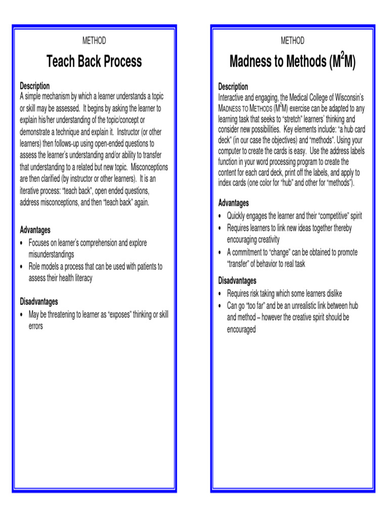 M2M Methods Cards Originals | PDF | Learning | Critical Thinking