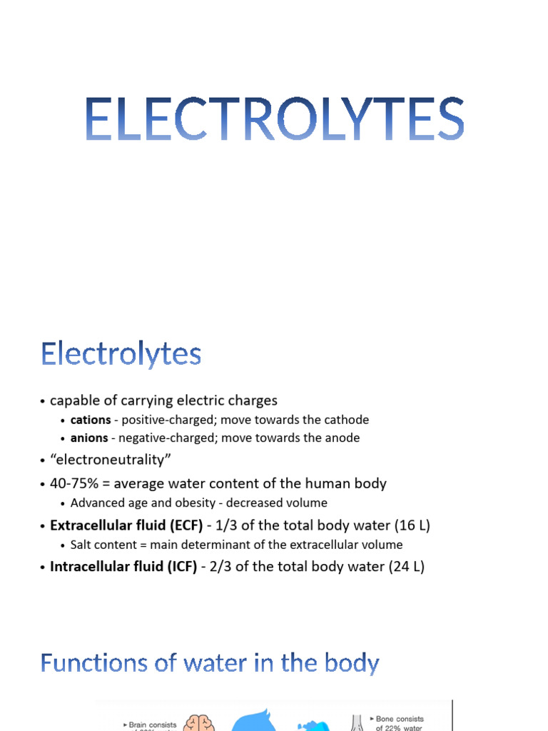 ELECTROLYTES | PDF | Electrolyte | Calcium In Biology