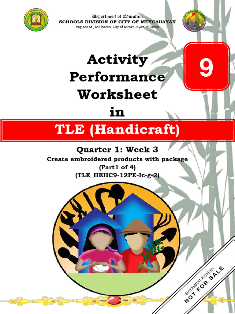 TLE Handicraft Embroidery Activity Guide | PDF | Embroidery | Textile Arts
