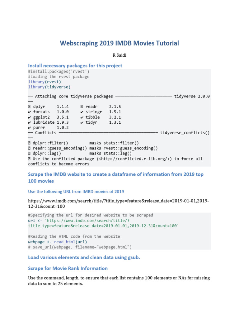 IMDB Movie Data Scraping Guide | PDF