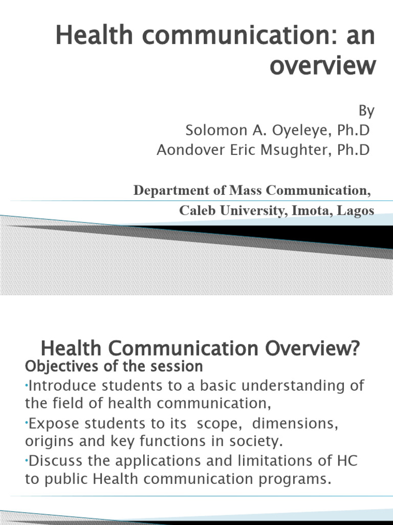 Intro To Health Communication by Dr. Oyeleye & Aondover | PDF ...