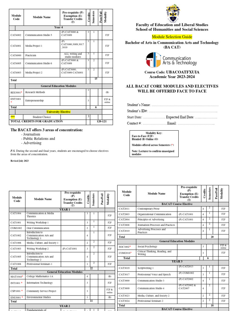 Revised BACAT Module Section Guide 1 | PDF | Science | Liberal Arts ...