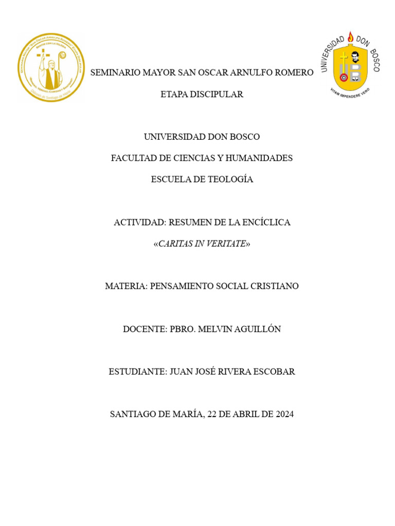 Resumen de La Carta Encíclica Caritas in Veritate | PDF | Verdad