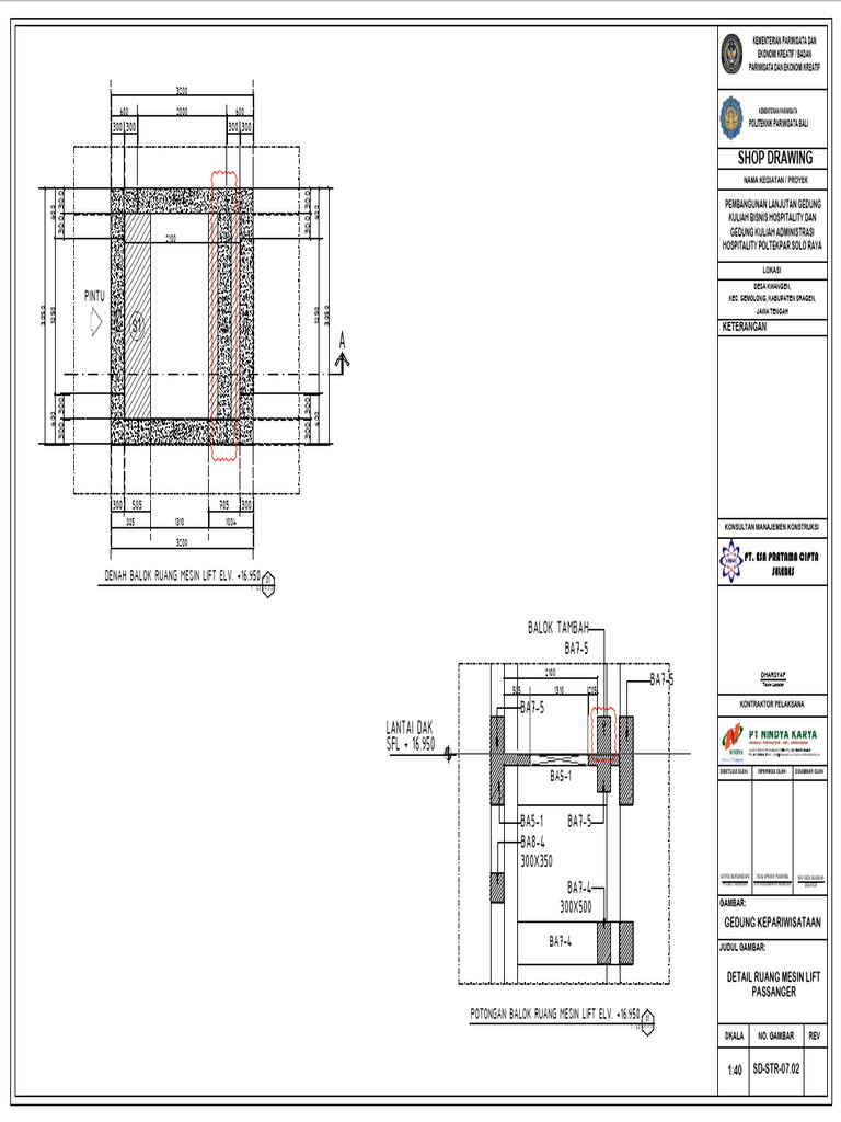 Penambahan Balok Ruang Mesin Lift Passanger | PDF