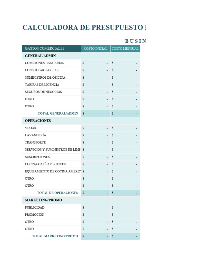 IC First Year Budget Template 27083 Updated ES | PDF | Salario | Economias