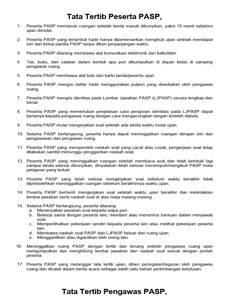 Tata Tertib Peserta PASP | PDF
