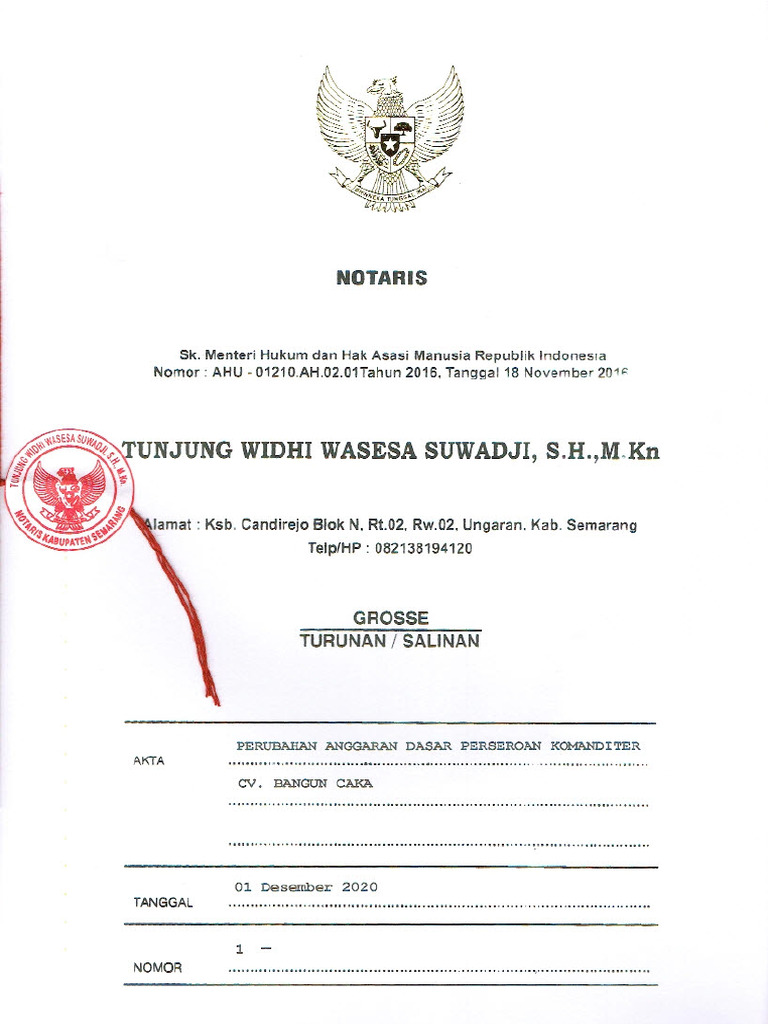 Akte Perubahan BC Ke1 | PDF