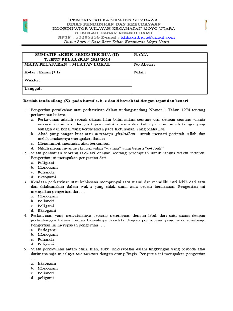 Mulok Kls 6 SAS 2 OK.. | PDF | Ilmu Sosial