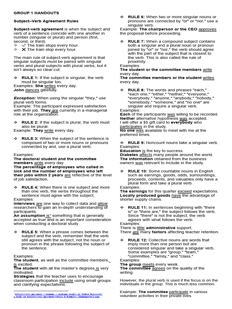 SVA-Handouts | PDF | Grammatical Number | Plural