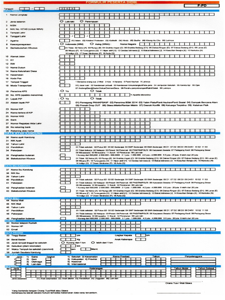 Form Dapodik | PDF