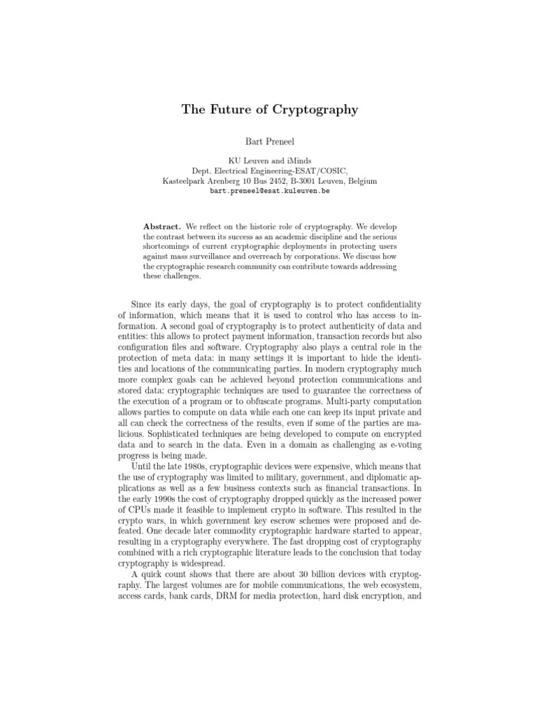The Future of Cryptography | PDF | Cryptography | Encryption