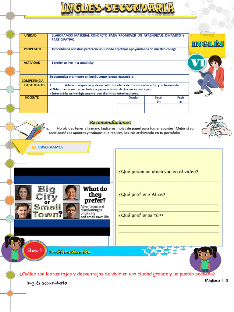 1°2° Ing. Ficha de Actividad Sem 2 | PDF | Lingüística