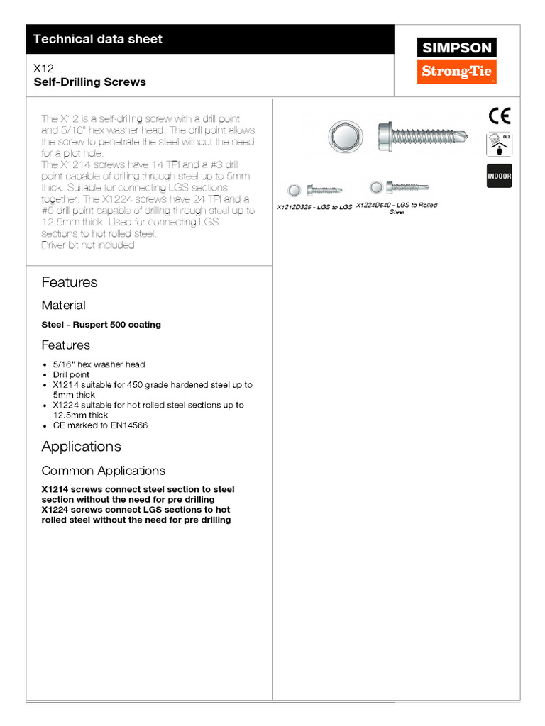 X12 Self Drilling Screws | PDF | Screw | Metalworking