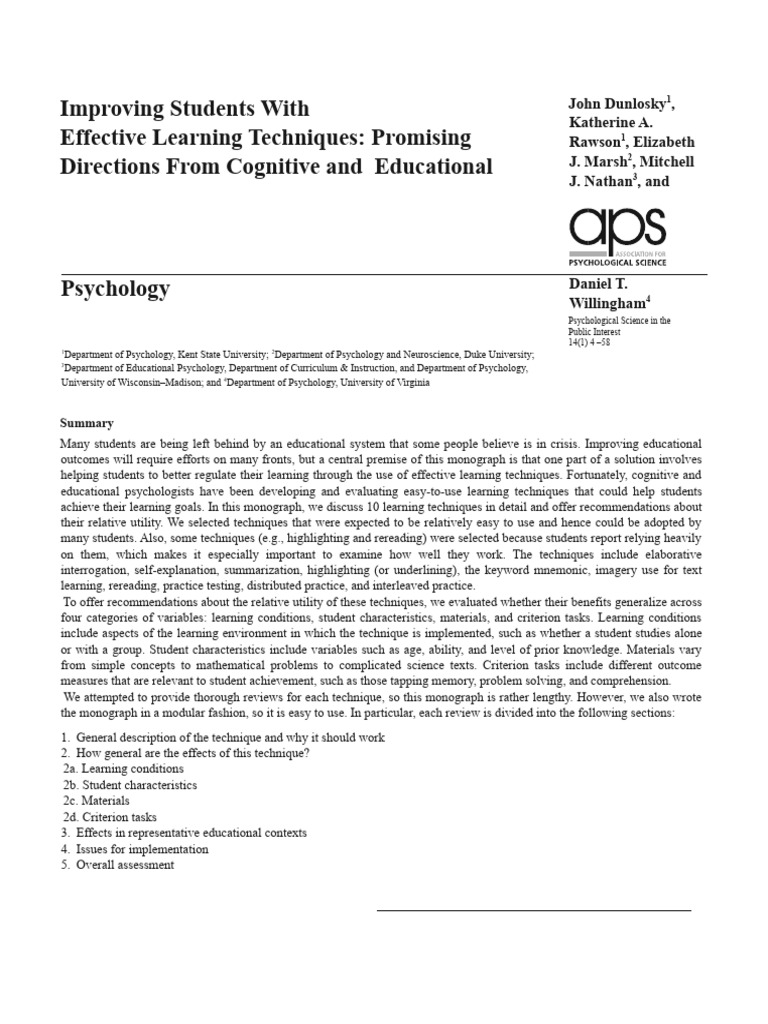 Improving Students With Effective Learning | PDF | Learning | Reading Comprehension