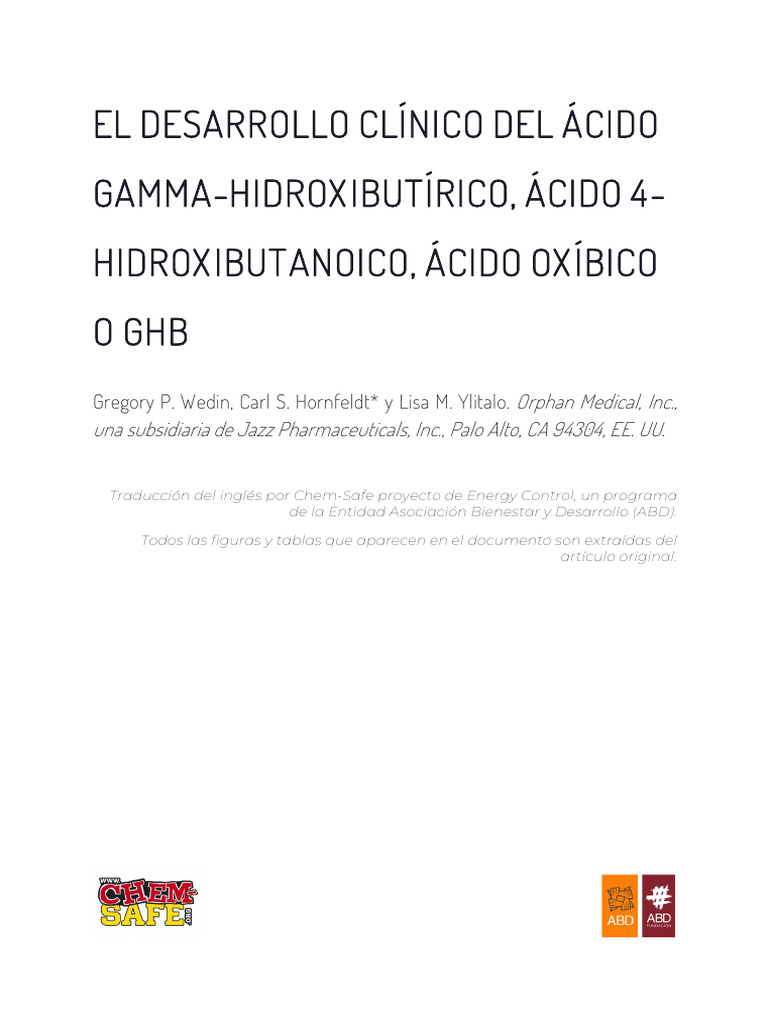 El Desarrollo Clinico Del Acido Gamma Hidroxibutirico Acido 4 Hidroxibutanoico Acido Oxibico o ...