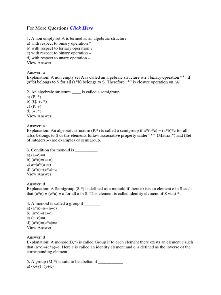 MCQ On Group Theory | PDF | Group (Mathematics) | Algebraic Structures