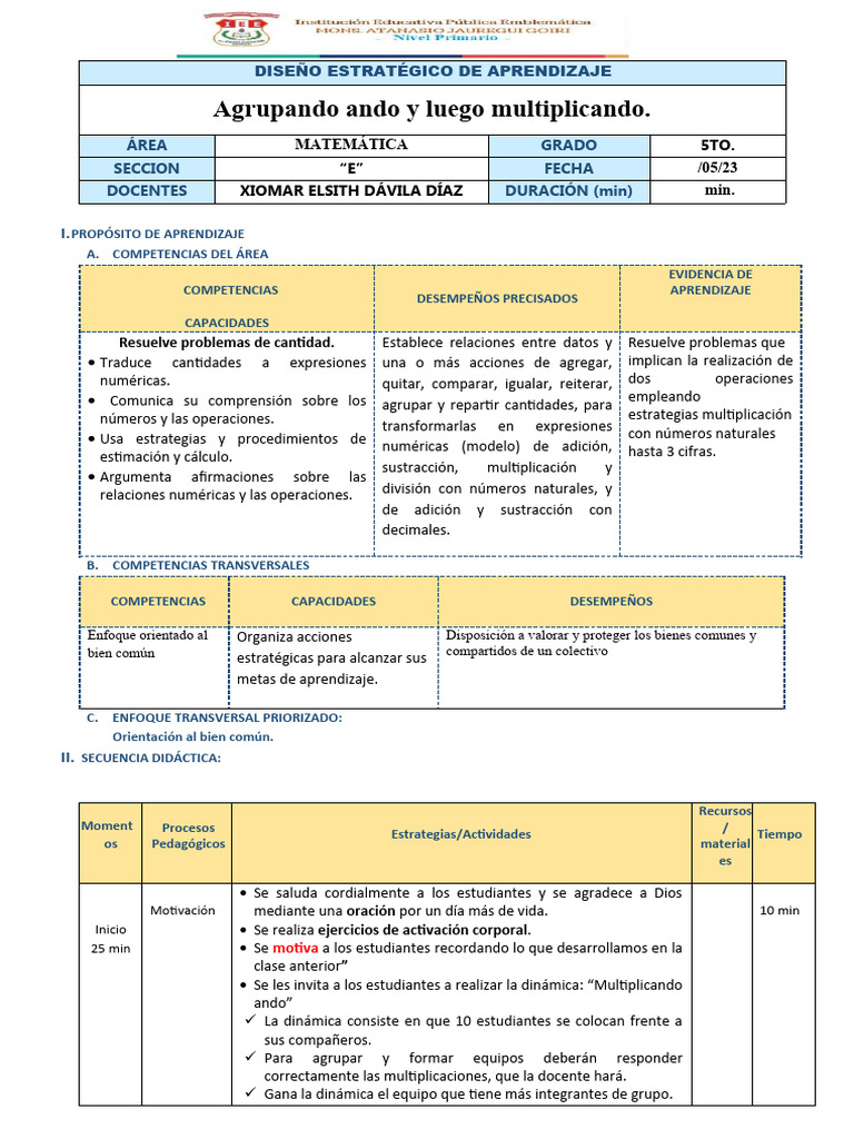 Agrupando ando y luego multiplicando | PDF | Aprendizaje | Evaluación