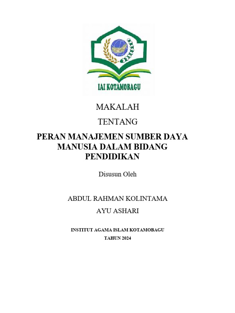 Peran Manajemen SDM di Pendidikan | PDF