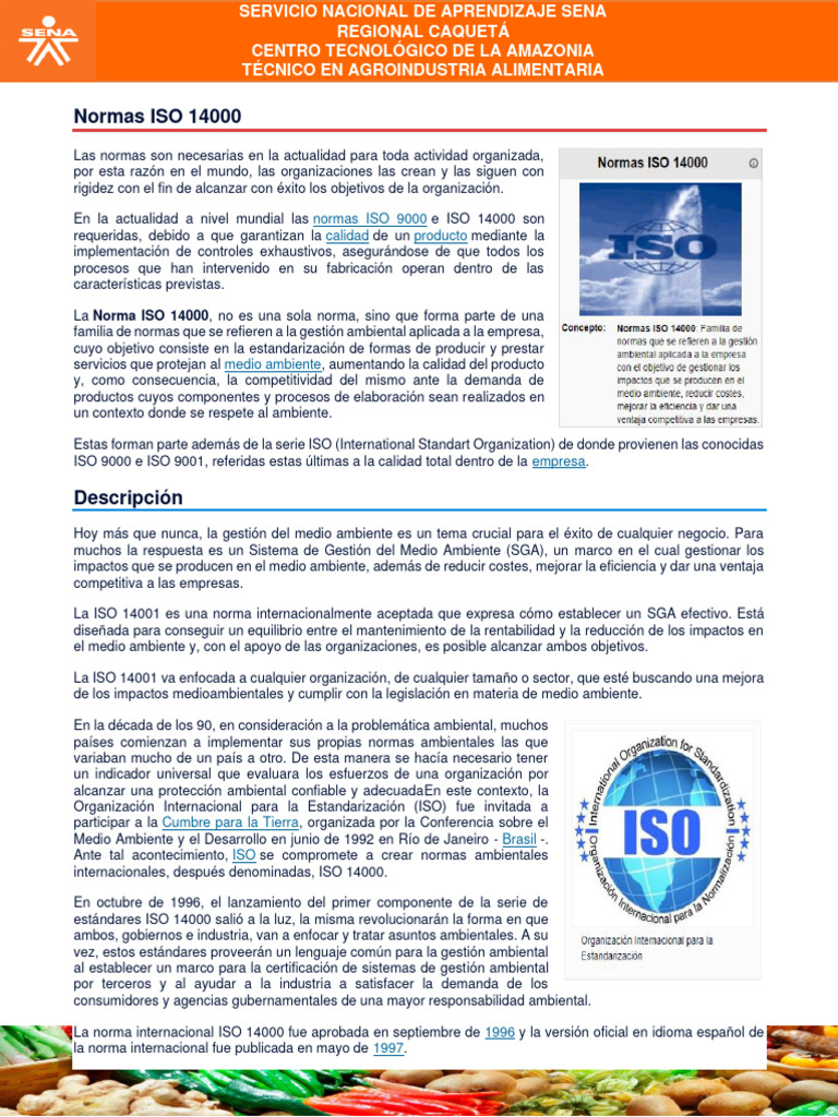 Anexo 1. Normas ISO 14000 | PDF | Business