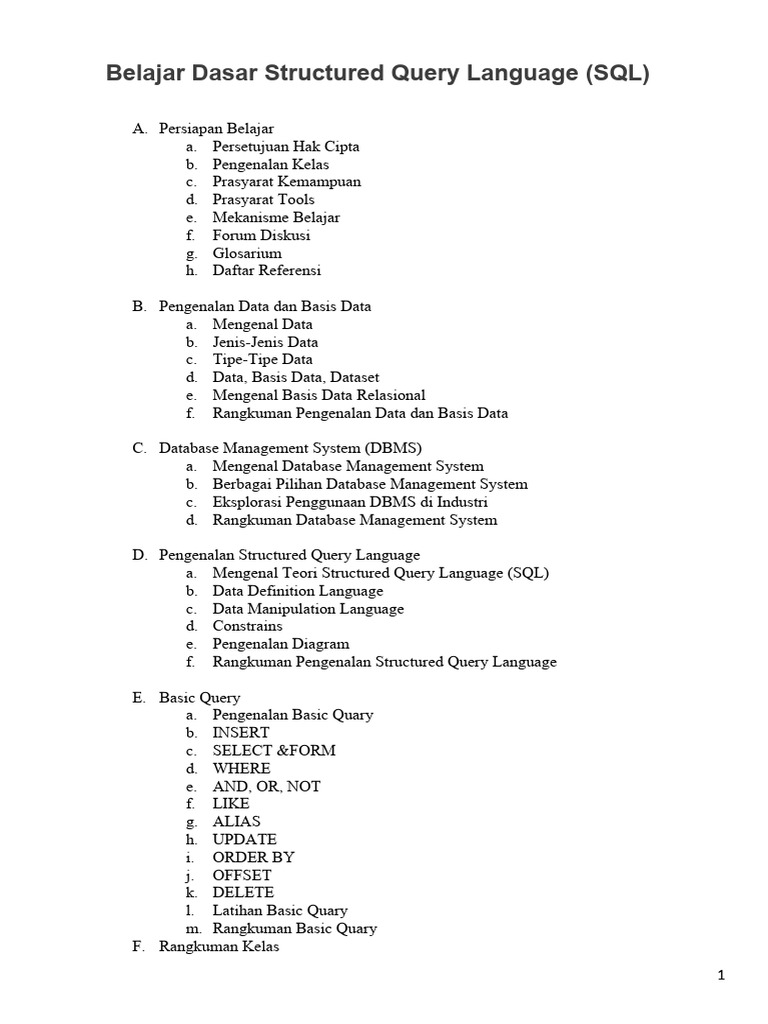 Belajar Dasar Structured Query Language (SQL) | PDF
