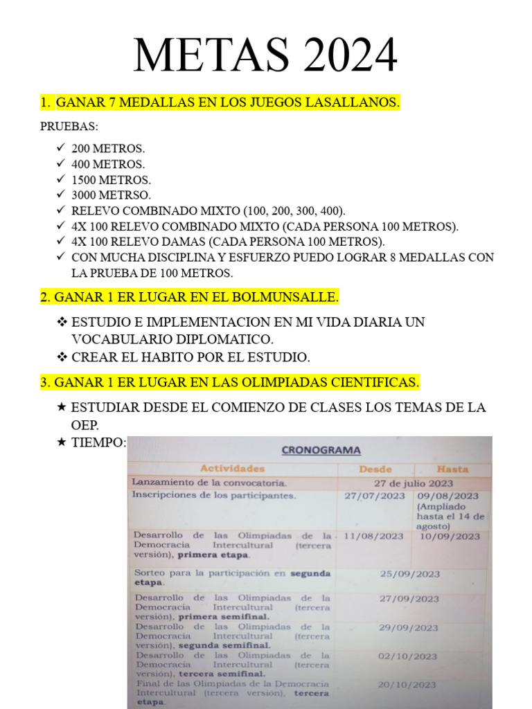 Metas 2024 | PDF | Salud y bienestar | Ciencia y matemáticas