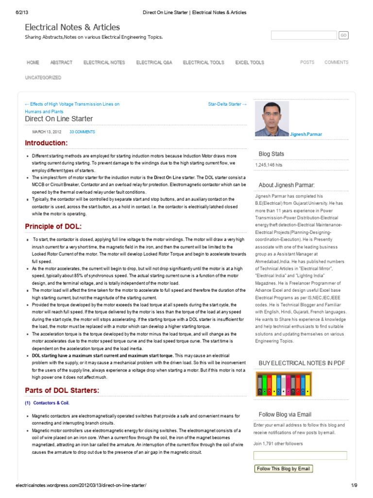 Direct On Line Starter - Electrical Notes & Articles | PDF | Relay ...