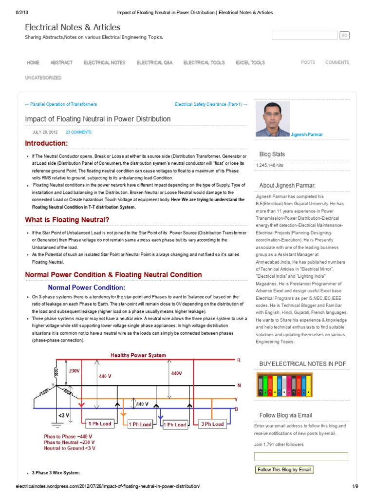 Impact of Floating Neutral in Power Distribution _ Electrical Notes ...