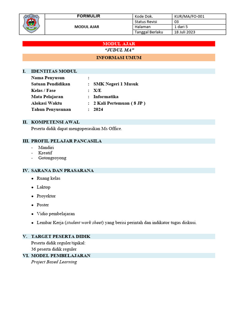 Contoh Modul | PDF