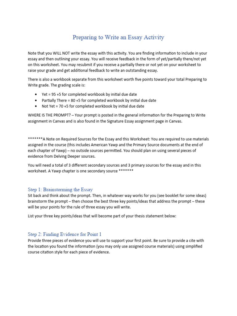 Preparing To Write An Essay Worksheet-1.Docx667fa445001f642127 | PDF ...