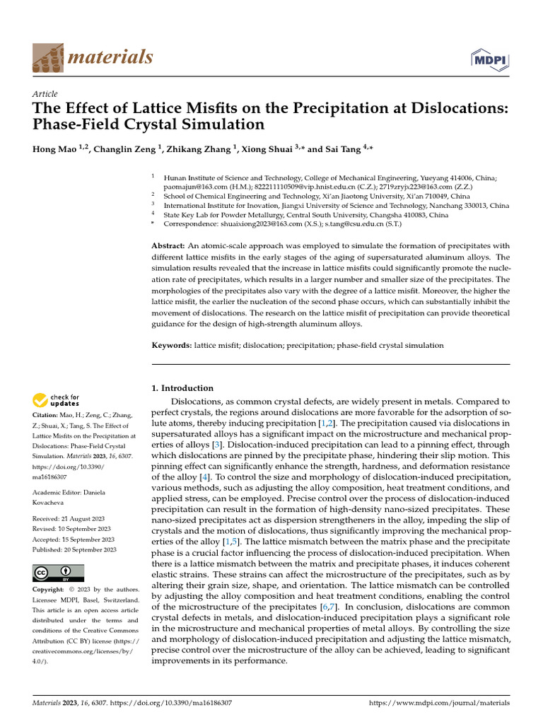 Lattice Misfit Modelling | PDF | Dislocation | Physical Chemistry