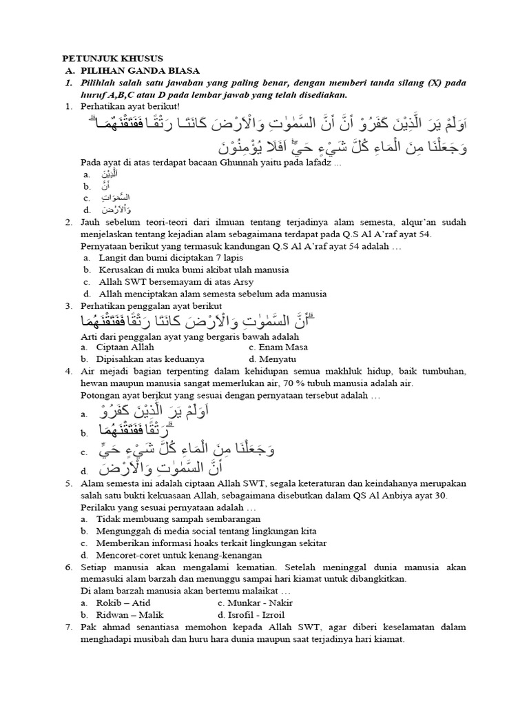 Soal Bu Ati Cetak | PDF | Agama & Spiritualitas