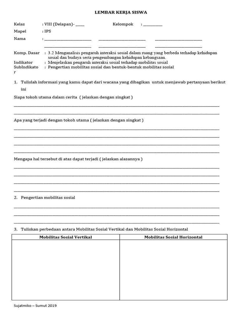 LKS 9 Ips 8 Mobilitas Sosial | PDF