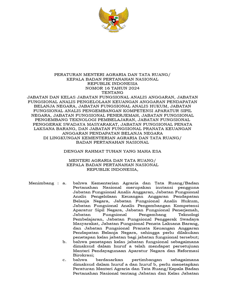 Permen ATR-BPN Nomor 16 Tahun 2024 | PDF