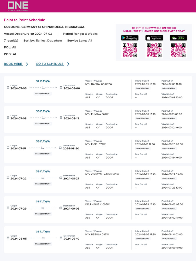 One p2p Schedule Decgn To Nichi 20240703 | PDF