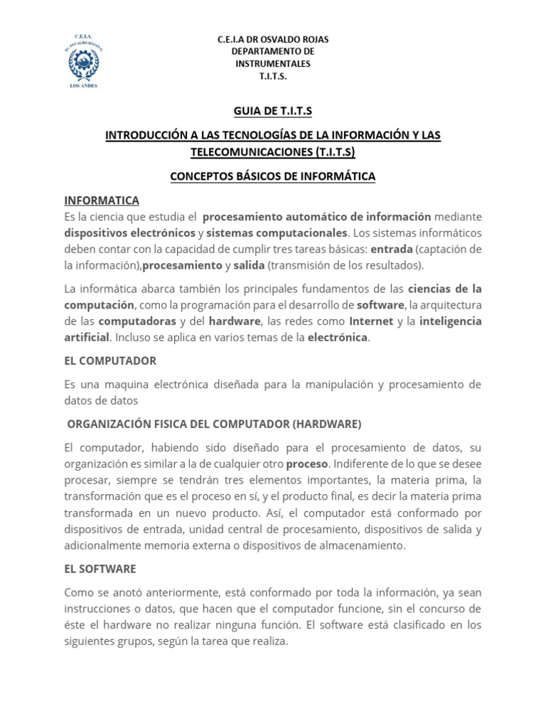 Conceptos Basicos de Informatica | PDF | Informática | Hardware de la computadora