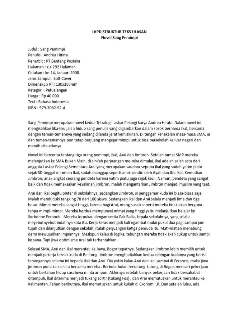 LKPD Struktur Teks Ulasan | PDF