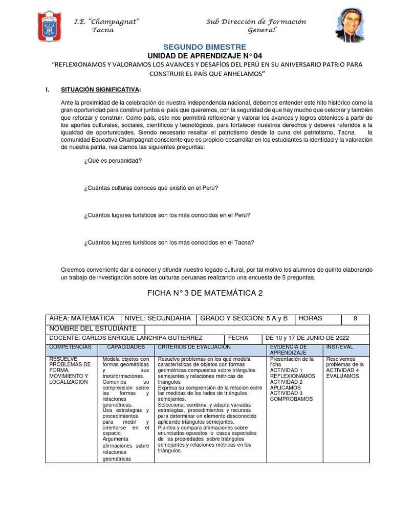 02_S_5AB_3 MAT | PDF | Triángulo | Perú