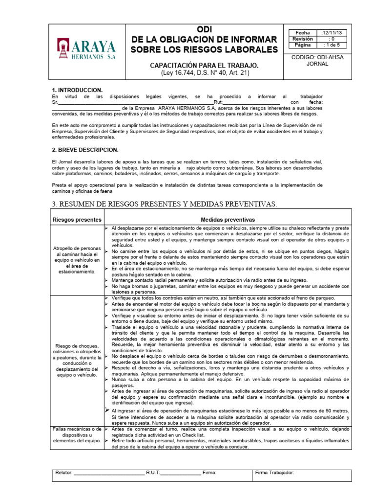 Odi - Ahsa - Jornal | PDF | Protector solar | Seguridad y salud ocupacional