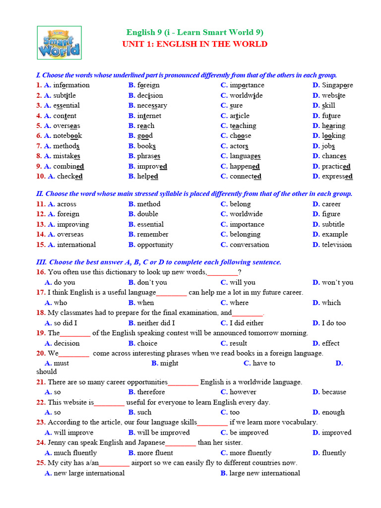 English 9 Unit 1: Global Language Skills | PDF | English Language ...