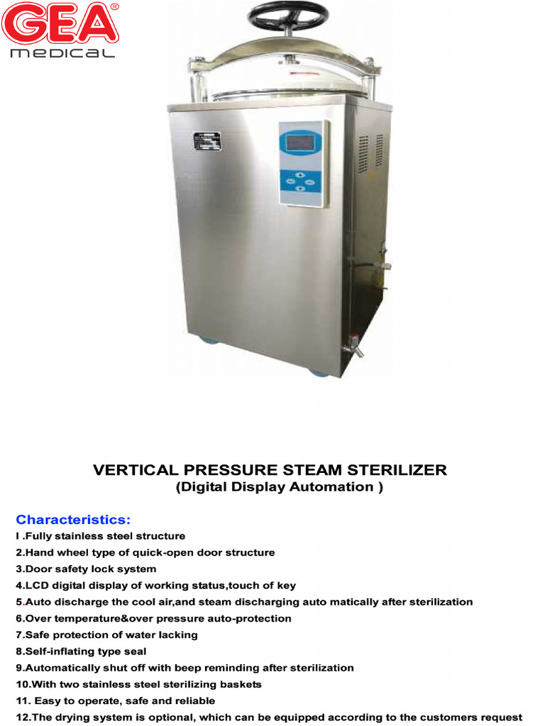 Steam Sterilizer Ls-50hd Gea | PDF