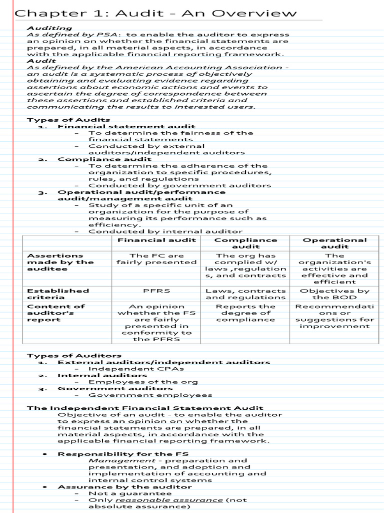 Chapter 1 Audit - An Overview | PDF